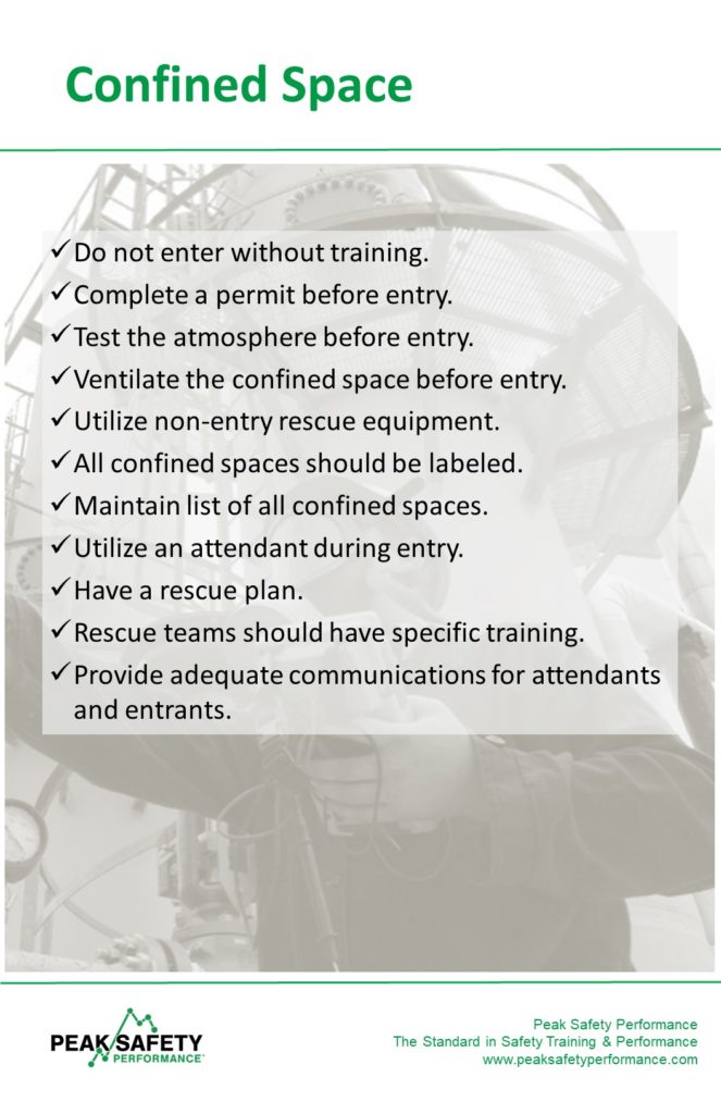 Confined Space - Peak Safety Performance